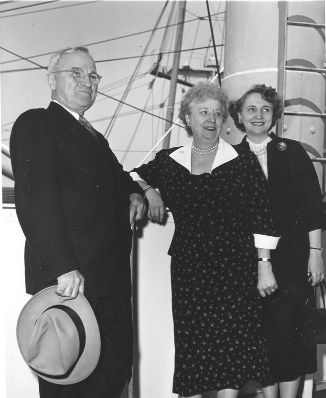 Harry, Bess and Margaret Truman On Deck of S.S. President Cleveland ...