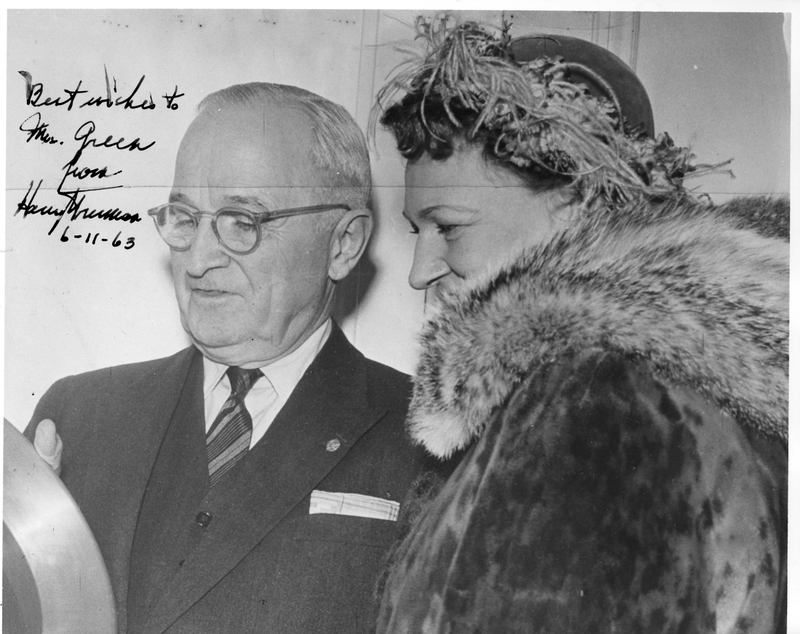 Former President Truman with Alaska Democratic Committeewoman Green ...