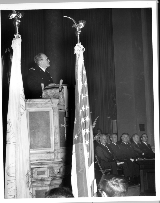 Major General Harry Vaughan Speaking at the Massing of the Colors ...