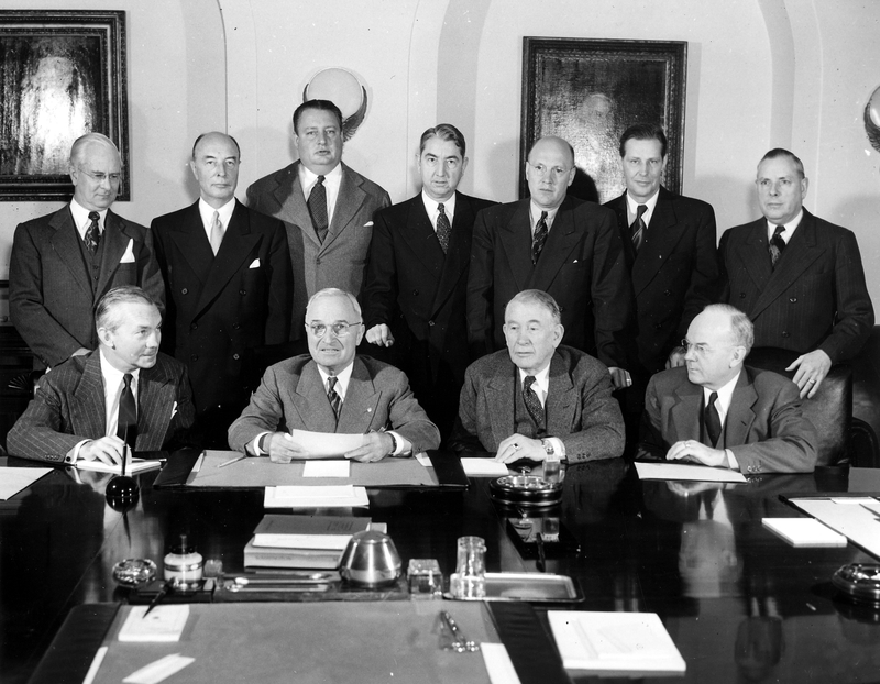 President Truman is shown as he presides at the final Presidential ...