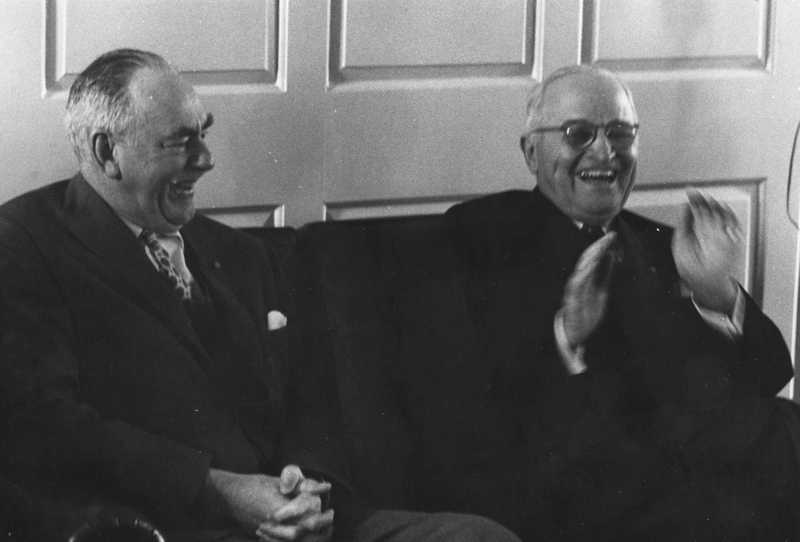 President Truman and Dean Acheson enjoy a good laugh during visit to ...