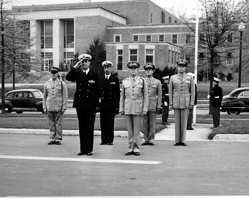Officers standing at attention at the U. S. Marine Base, Quantico, VA ...