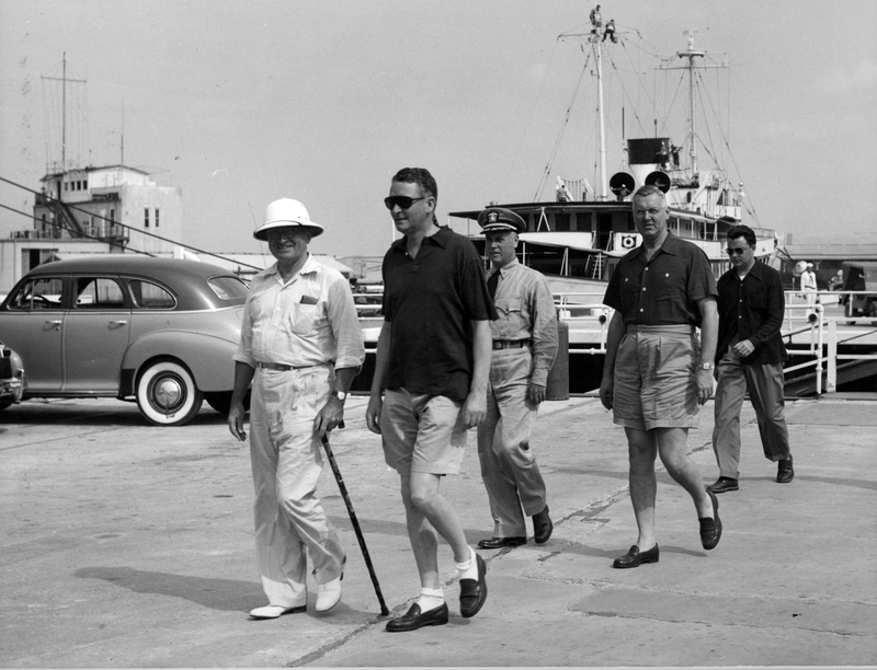 President Truman, Stanley Woodward and John Steelman walk to Truman ...