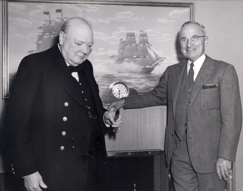 Prime Minister Winston Churchill and President Truman aboard the U. S ...