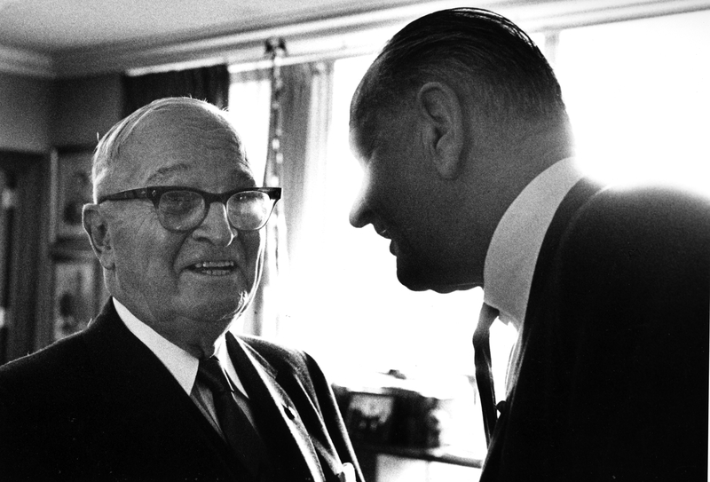 Former President Truman and President Lyndon B. Johnson at the Truman ...