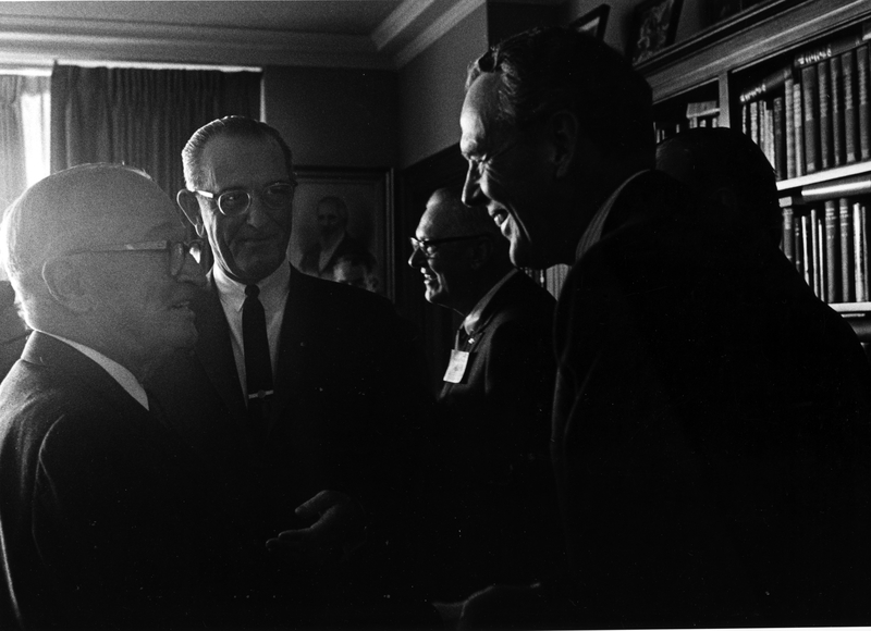 Former President Truman and President Johnson with others at the Truman ...