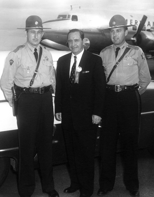 Governor Orval Faubus of Arkansas and two unidentified Arkansas Highway ...