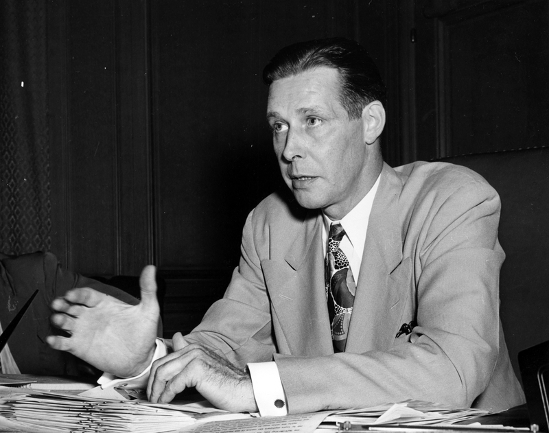 Maurice Tobin, Secretary of Labor, at desk | Harry S. Truman