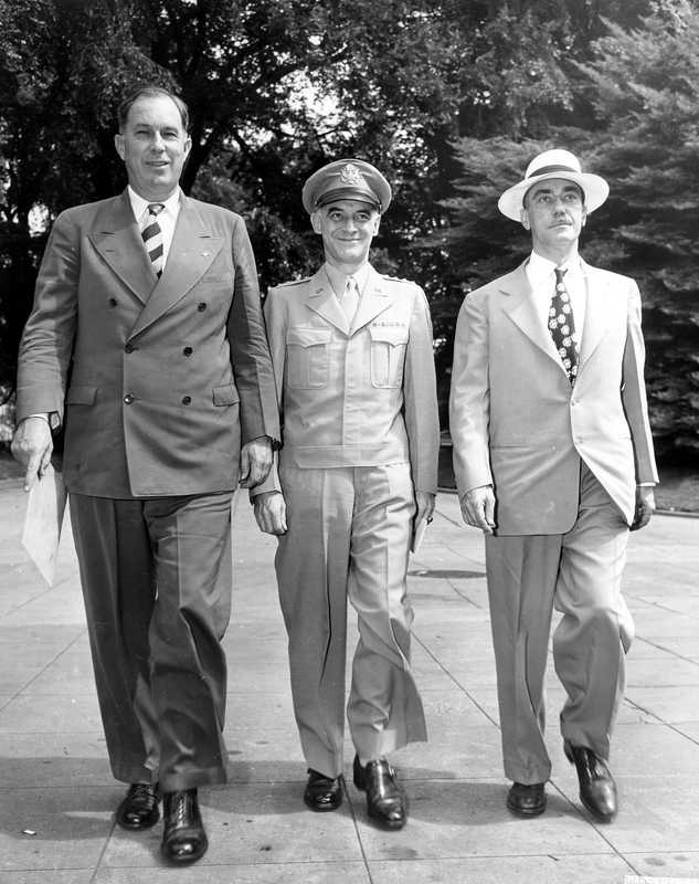 General Lucius D. Clay, Secretary of the Army Kenneth Royall, and ...