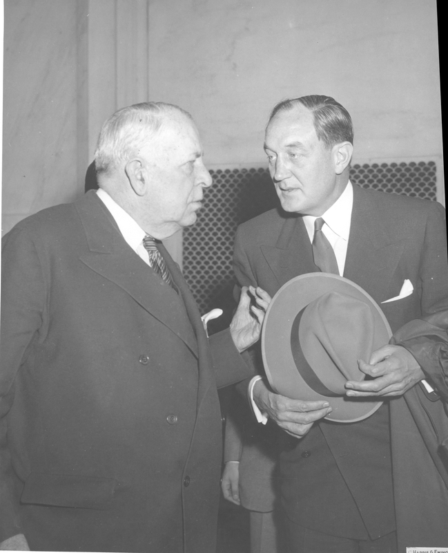 Photo of Sen. David I. Walsh (D-MA), talking with Edwin W. Pauley ...