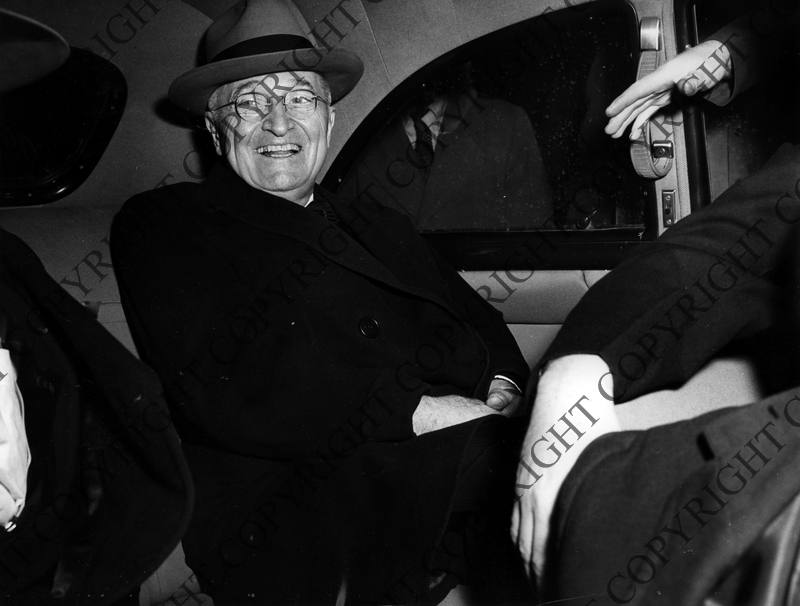 President Truman departs by automobile from Pittston, Pennsylvania ...