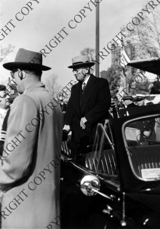 President Truman standing in the back seat of a car | Harry S. Truman