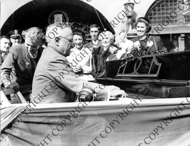 President Truman plays the piano during a campaign stop in New Britain ...
