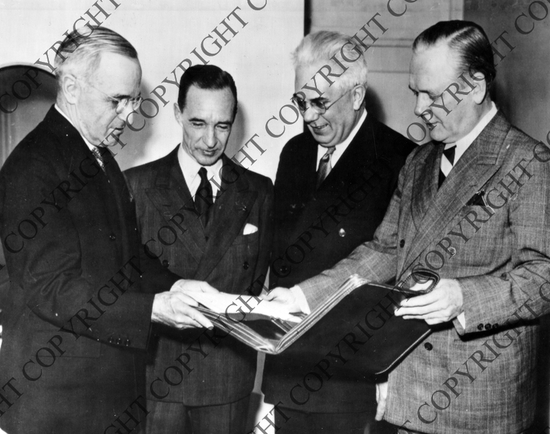 Senator Truman, Edsel Ford, Senator Homer Ferguson, and Senator Monrad ...