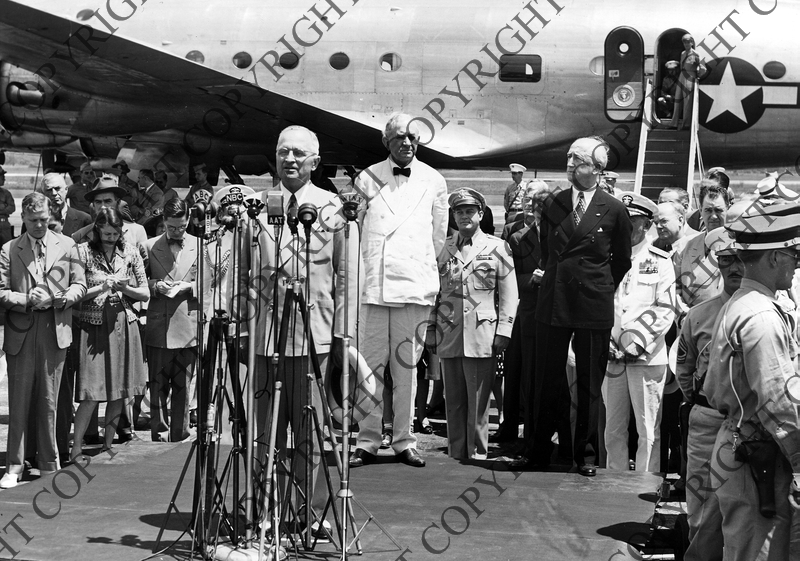 President Truman speaks to crowd at airport | Harry S. Truman