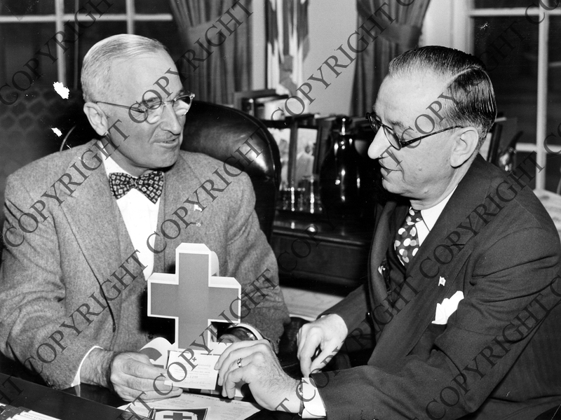 President Truman is presented with his American Red Cross membership ...