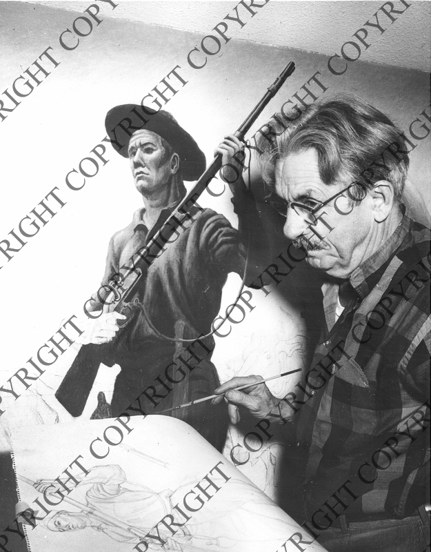 Benton working on mural in the entrance of the Library | Harry S. Truman