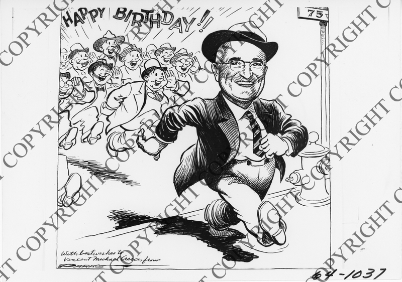 Political Cartoon by Mike Parks, "Happy Birthday -- 75th" | Harry S. Truman