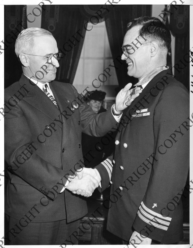 President Harry S. Truman Presents Commander Joseph T. O'Callahan with ...