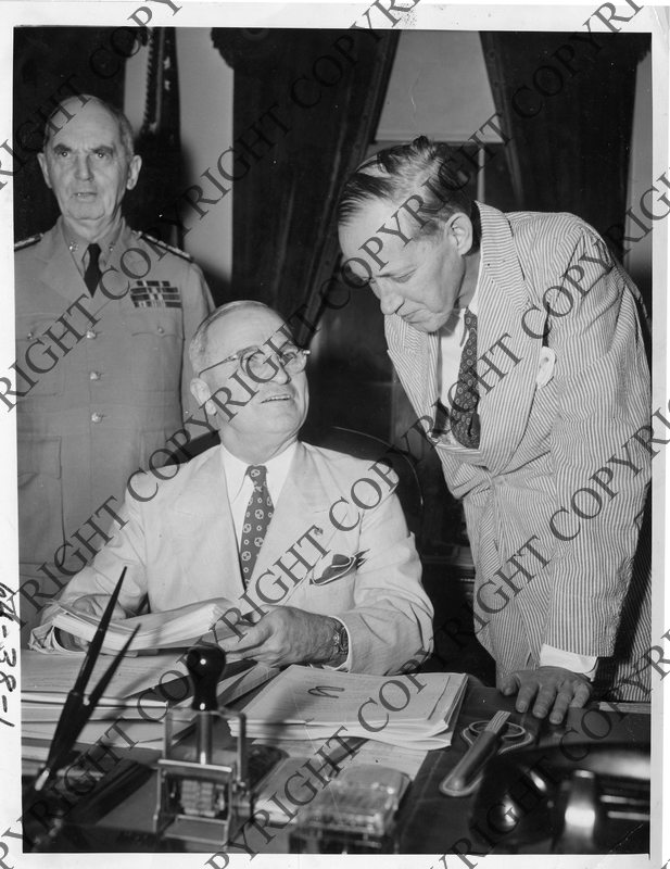 President Harry S. Truman with Harry Hopkins and Admiral William D ...
