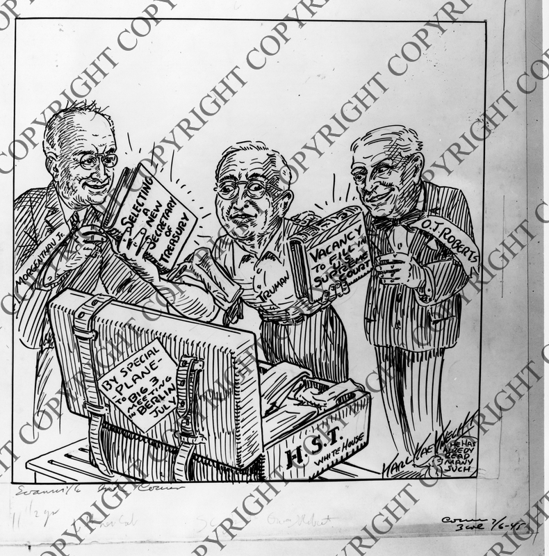 Political Cartoon of President Harry S. Truman Leaving for Potsdam ...