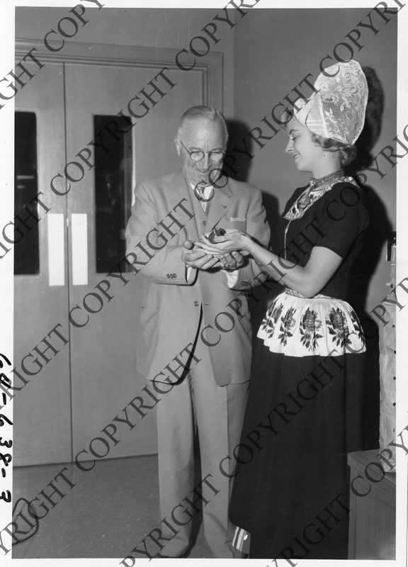 Former President Harry S. Truman Receives Bulbs from Tulip Queen Helene ...