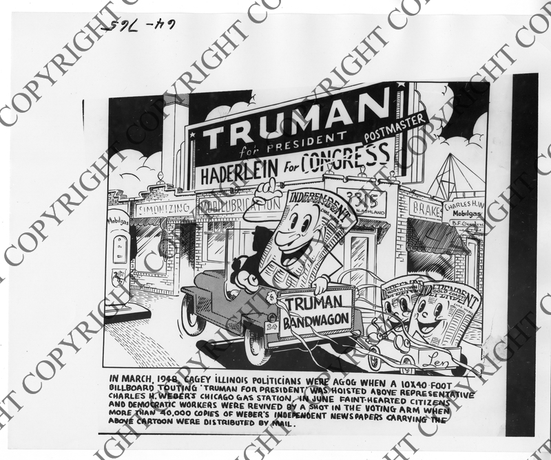 Political Cartoon, "Truman for President, Haderlein for Postmaster ...