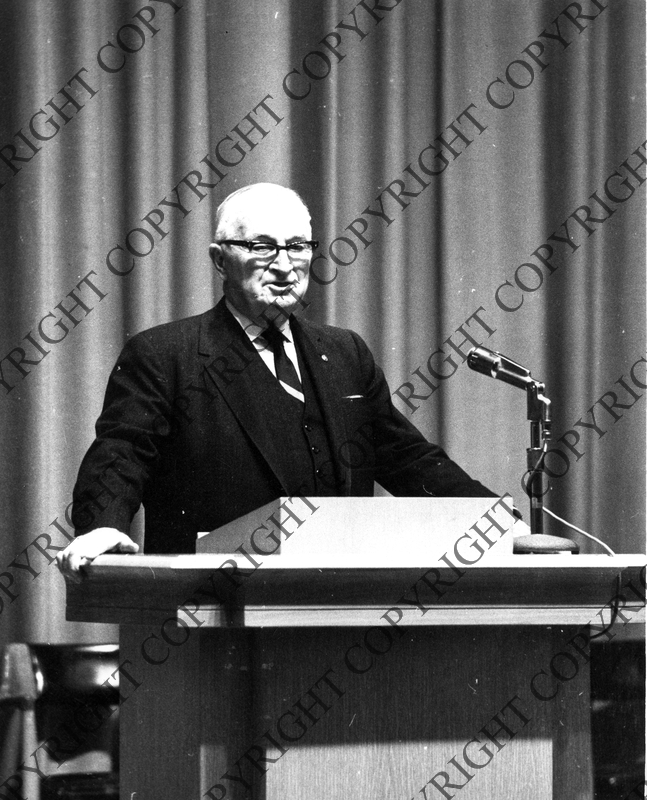 Former President Truman Speaking to a Crowd at the Truman Library ...