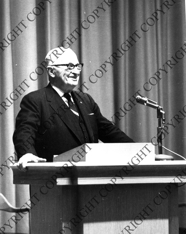 Former President Truman Addressing a Crowd at the Truman Library ...