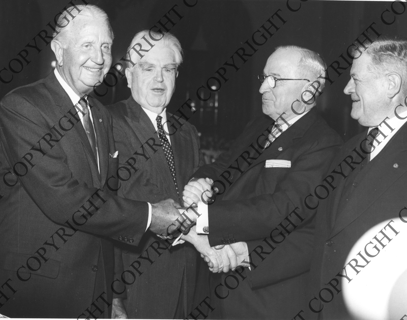 Former President Truman and John L. Lewis in a Four-way Handshake ...