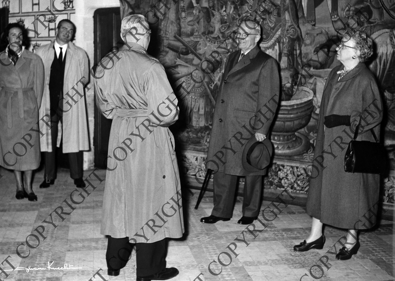 Former President and Mrs. Truman in Front of a Tapestry During their ...